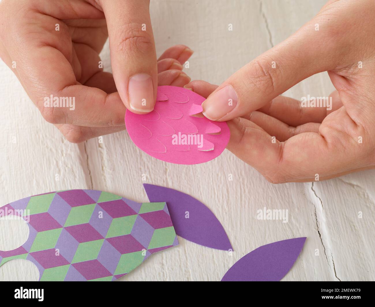 Paper Craft. DIY Paper Mobile Step 6 Stock Photo - Alamy