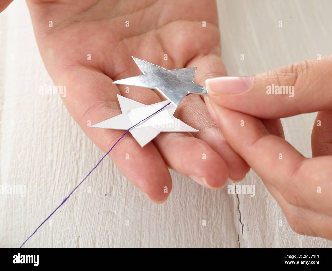 Paper Craft. DIY Paper Mobile Step 15 Stock Photo - Alamy