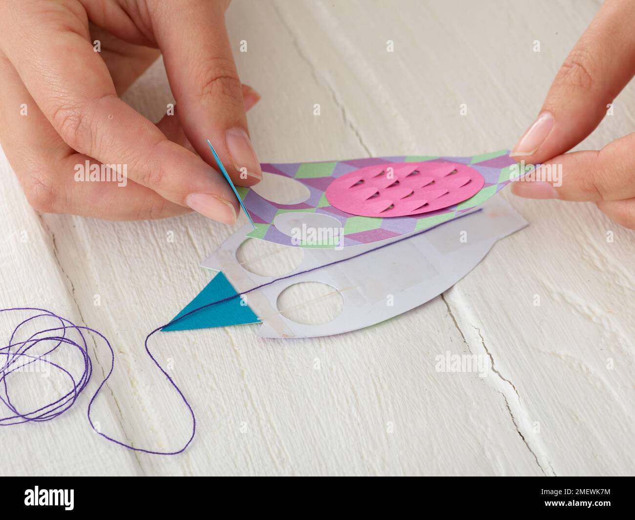 Paper Craft. DIY Paper Mobile Step 9 Stock Photo - Alamy