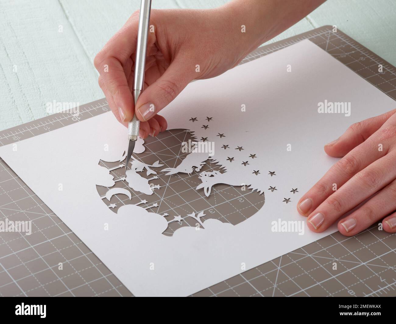 Paper Craft, DIY Paper Cut Frame Step 5 Stock Photo - Alamy