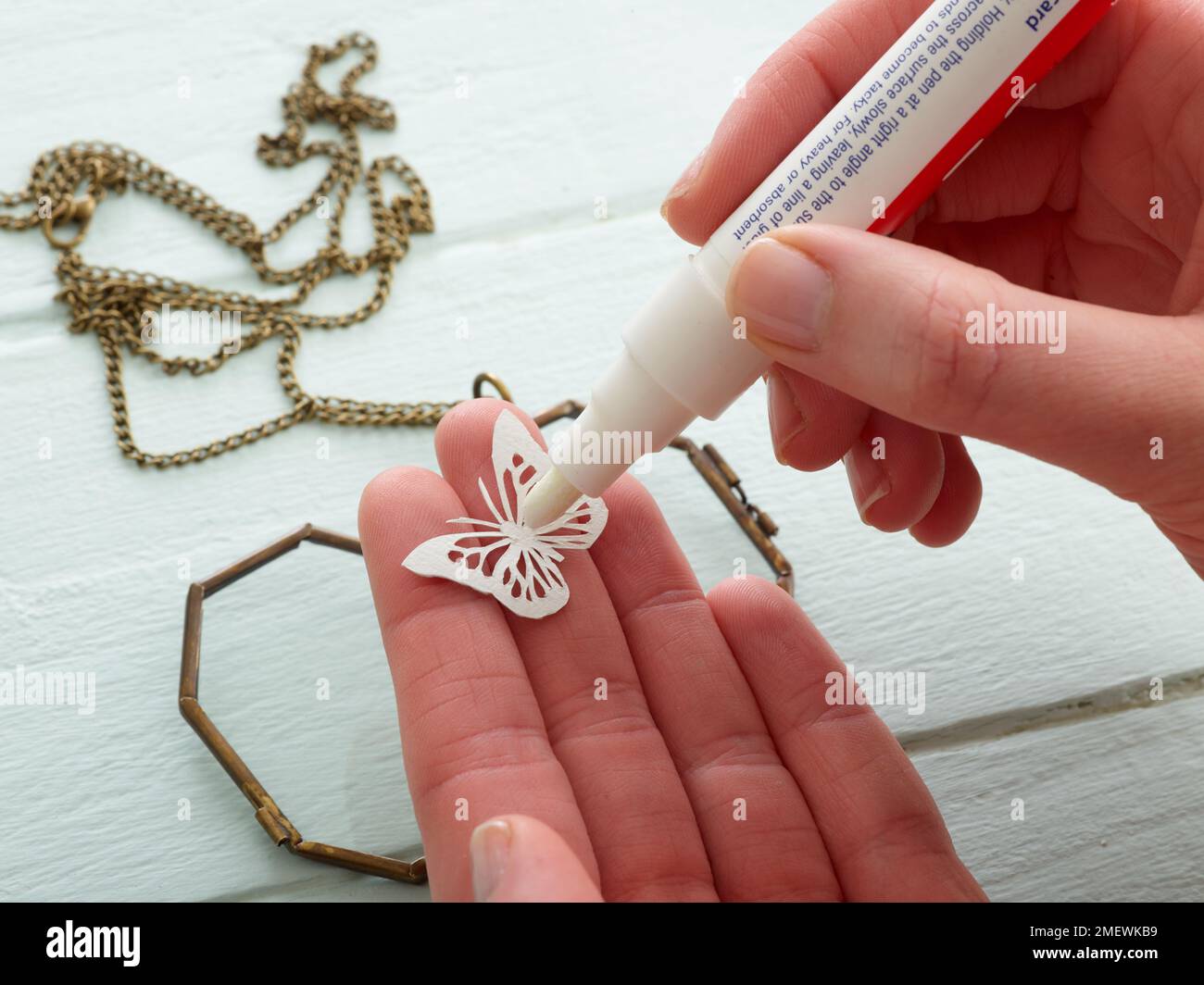 Paper Craft, DIY Paper Butterfly Locket Step 2 Stock Photo - Alamy