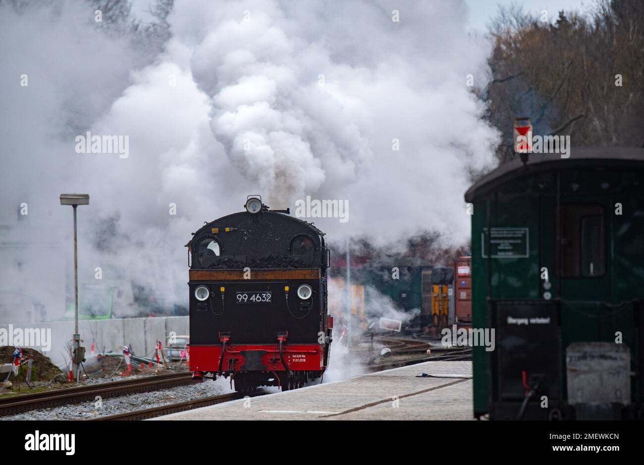 24 January 2023, Mecklenburg-Western Pomerania, Putbus: Steam ...