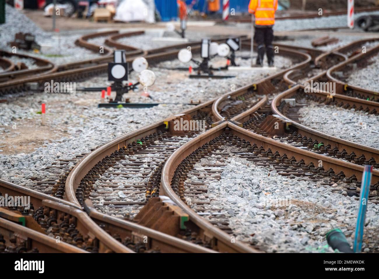 24 January 2023, Mecklenburg-Western Pomerania, Putbus: New tracks are ...