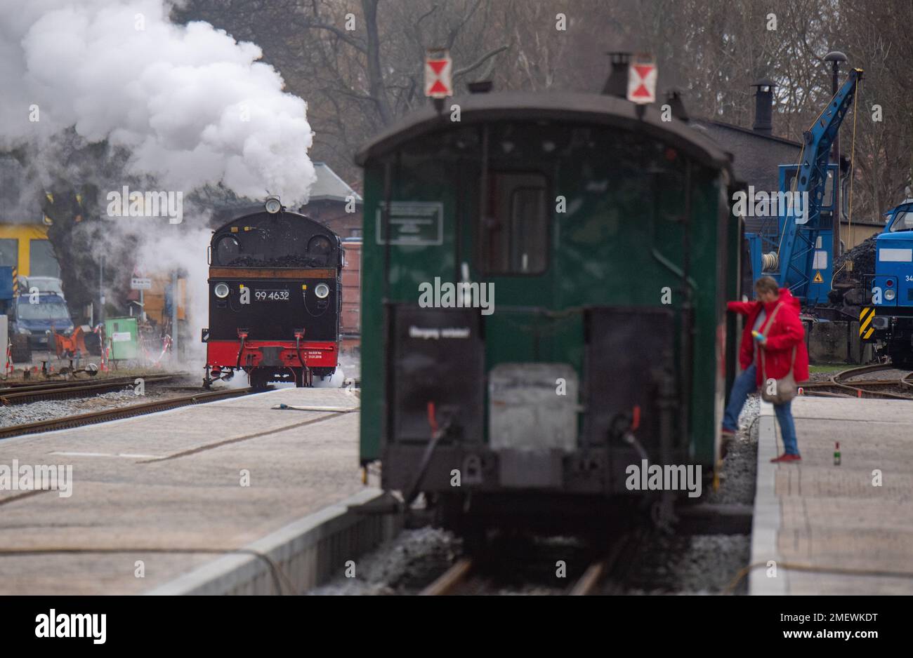 24 January 2023, Mecklenburg-Western Pomerania, Putbus: Steam ...