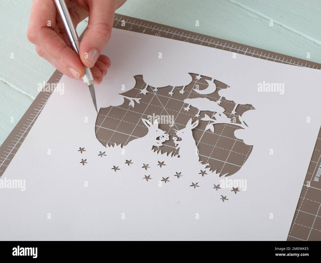 Paper Craft, DIY Paper Cut Frame Step 5 Stock Photo - Alamy