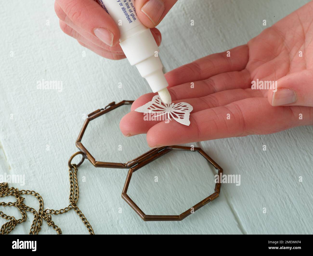 Paper Craft, DIY Paper Butterfly Locket Step 2 Stock Photo - Alamy