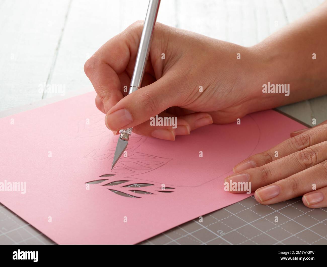Paper Craft. DIY Layered Paper Cut Frame Step 3 Stock Photo - Alamy