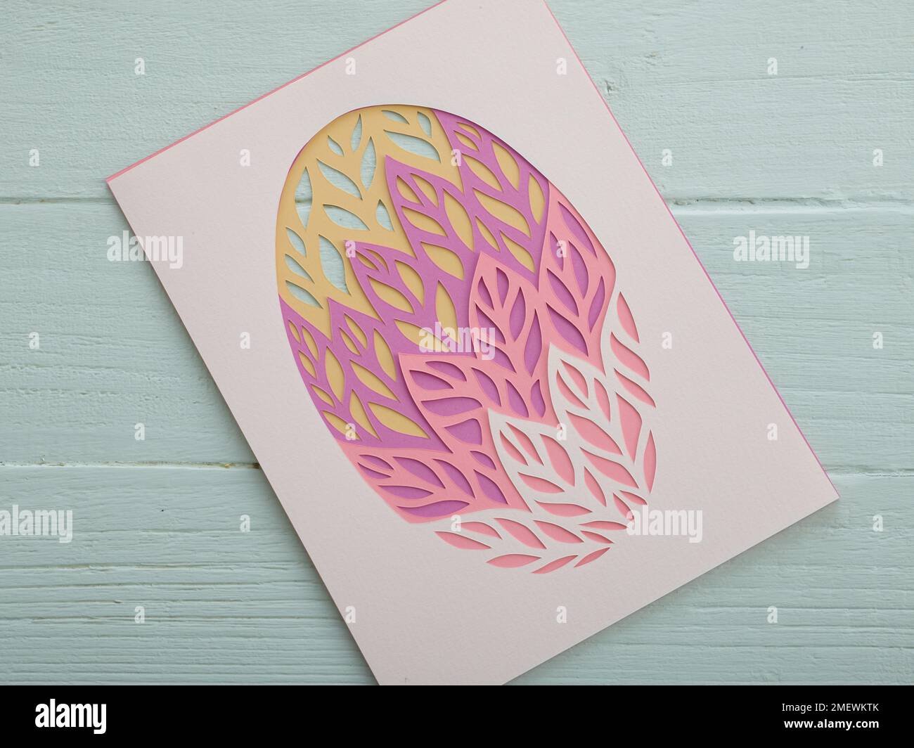 Paper Craft. DIY Layered Paper Cut Frame Step 5 Stock Photo - Alamy