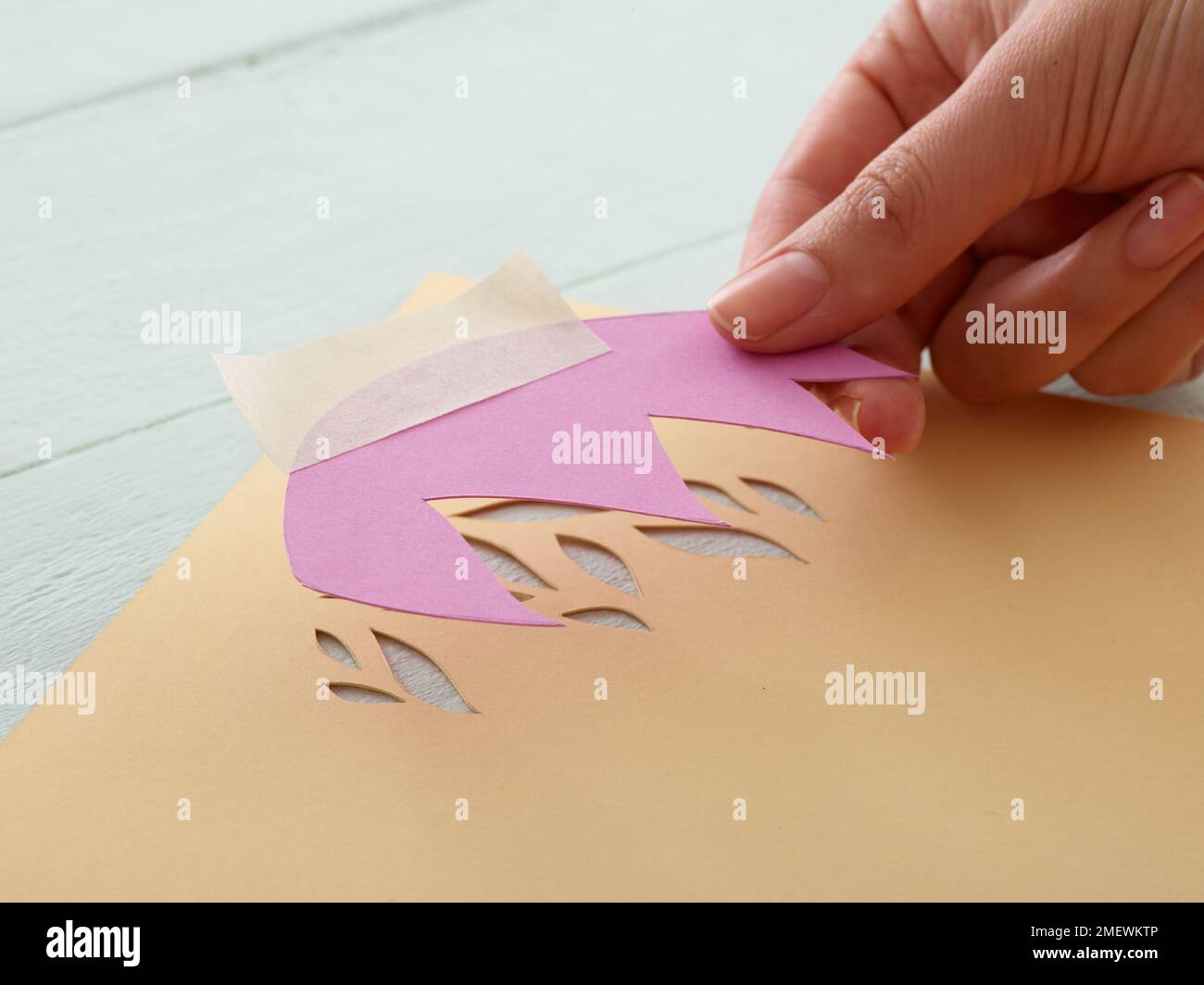 Paper Craft. DIY Layered Paper Cut Frame Step 6 Stock Photo - Alamy