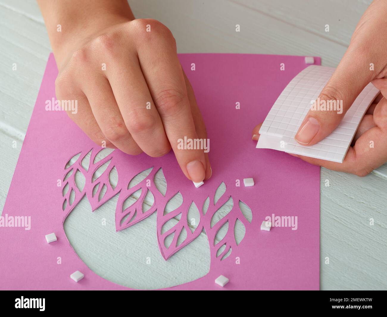 Paper Craft. DIY Layered Paper Cut Frame Step 7 Stock Photo - Alamy