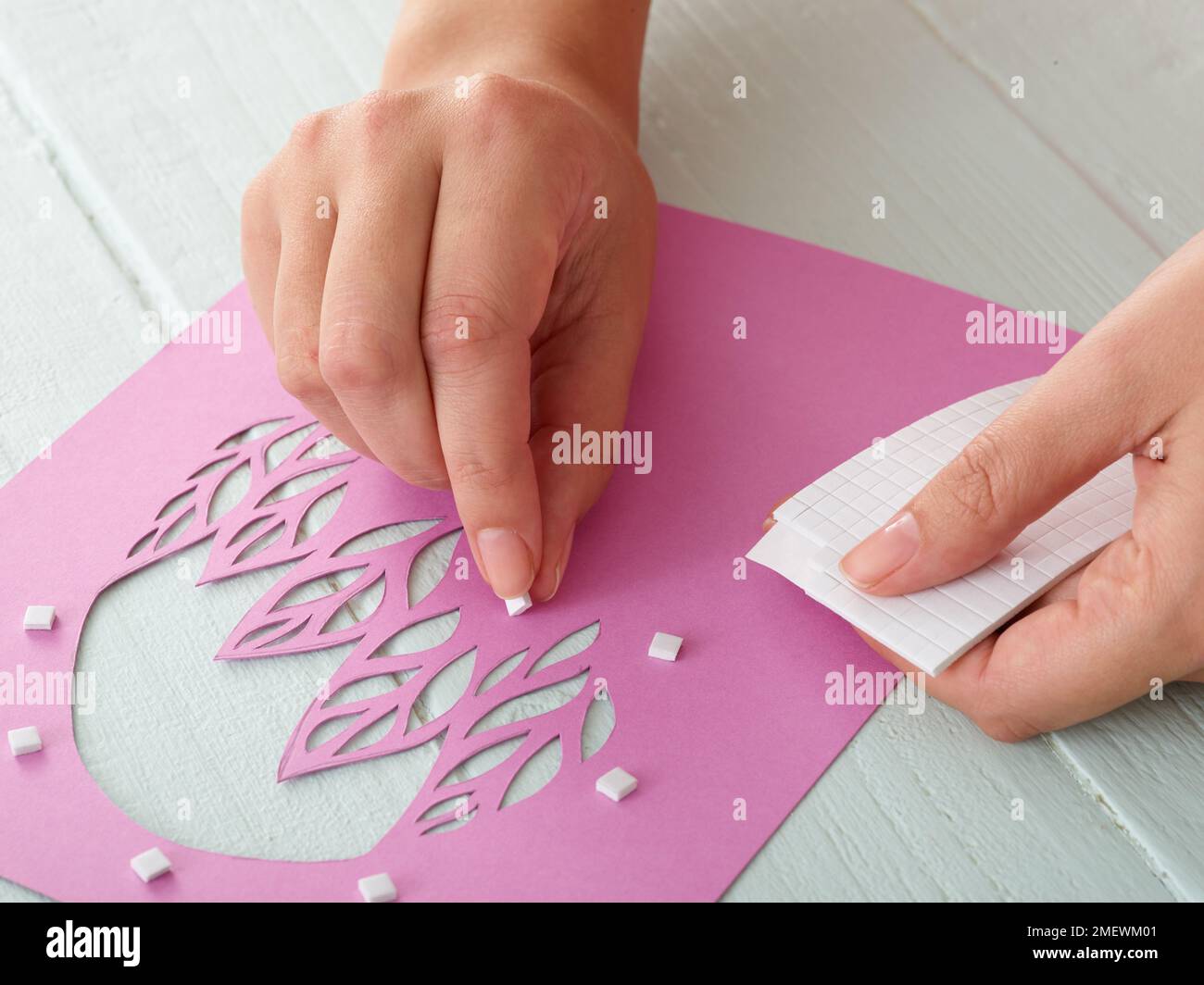 Paper Craft. DIY Layered Paper Cut Frame Step 7 Stock Photo - Alamy