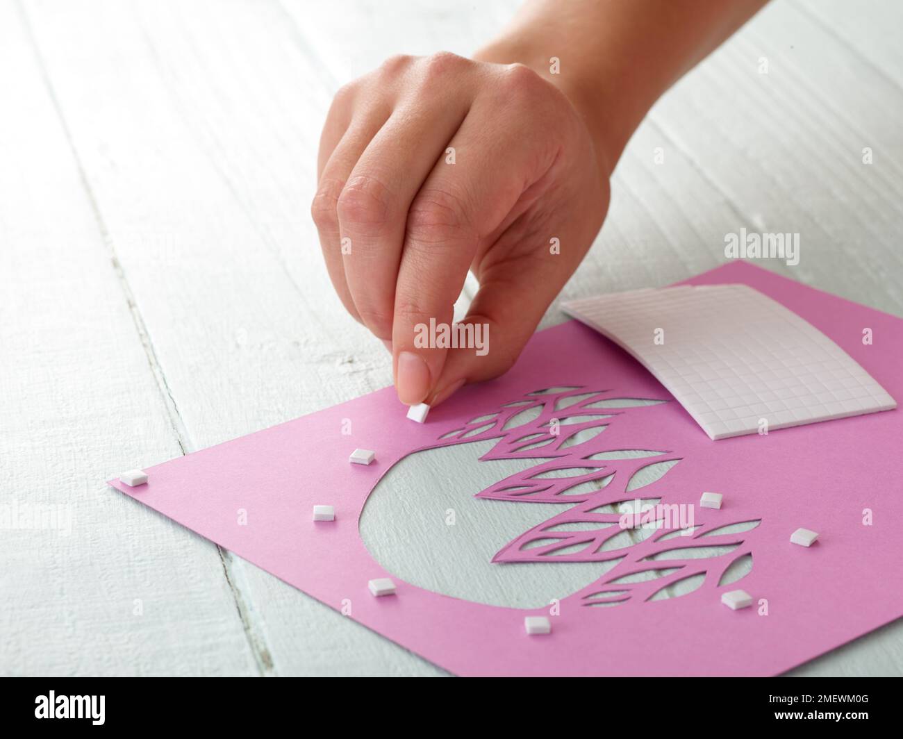Paper Craft. DIY Layered Paper Cut Frame Step 7 Stock Photo - Alamy