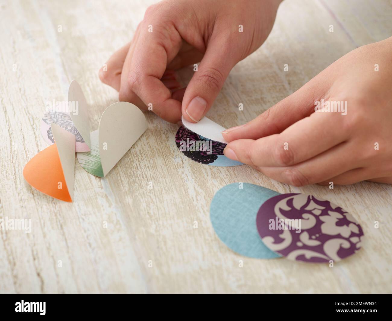 Papercraft bunting steps Stock Photo - Alamy