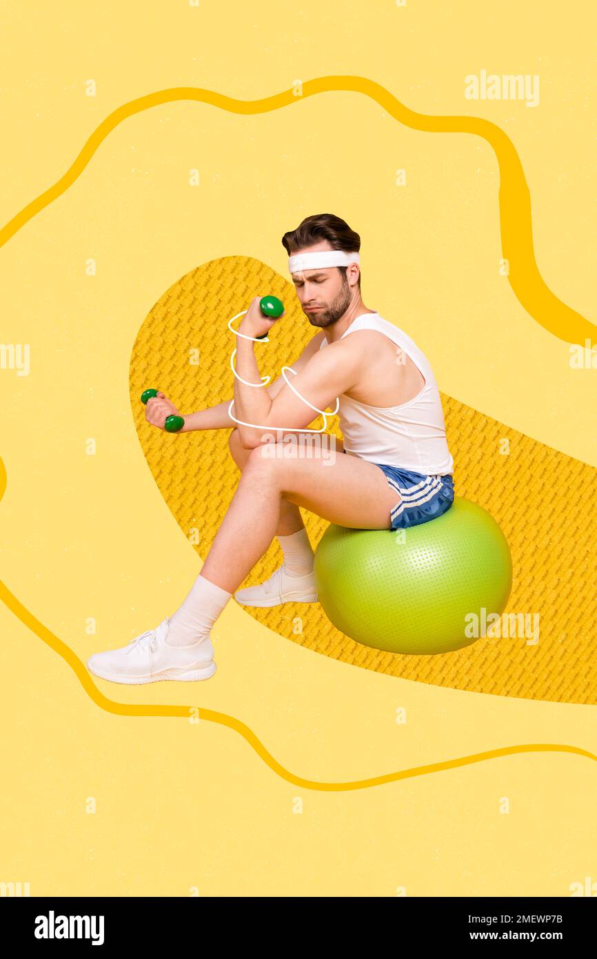 Poster photo advertisement collage of young sport gym coach ...