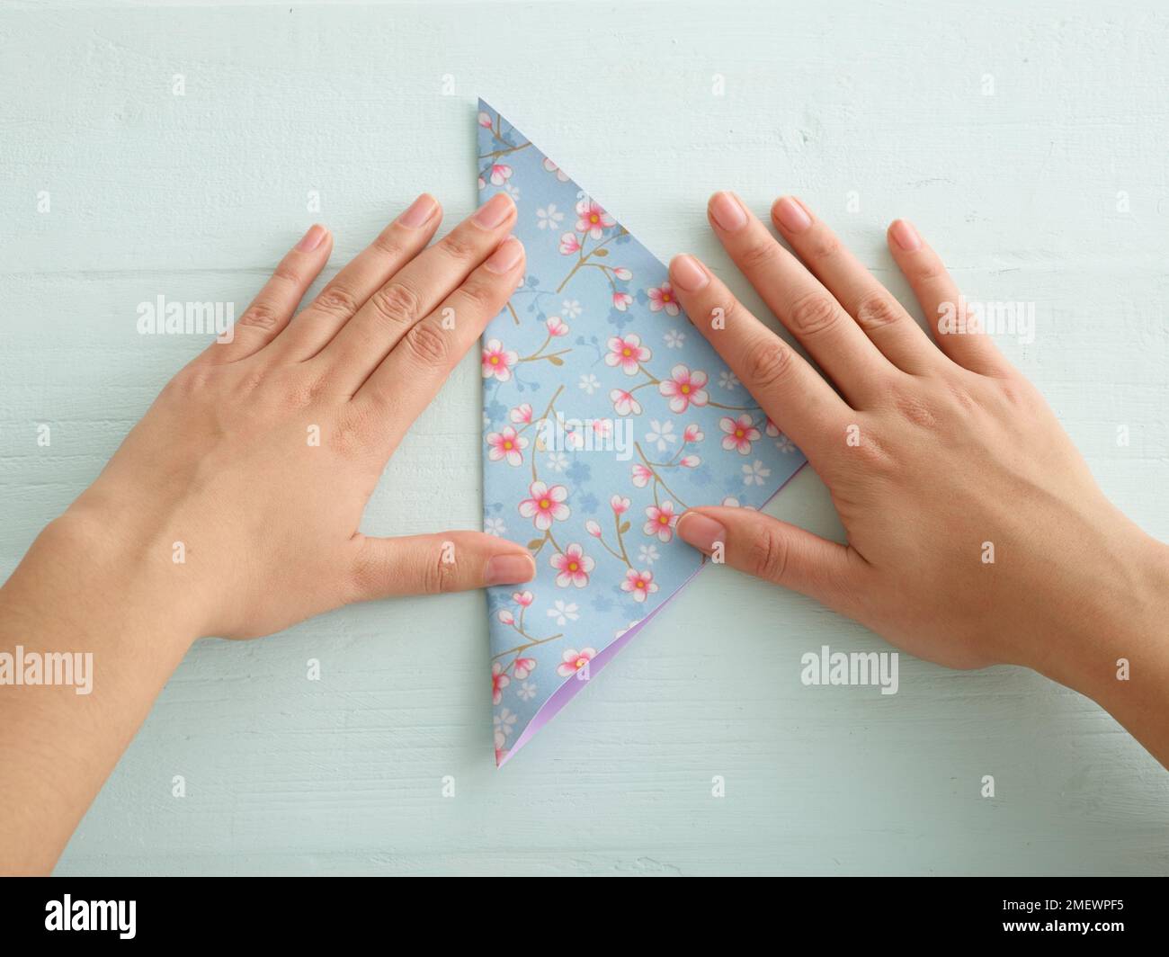 Papercraft origami birds steps Stock Photo - Alamy