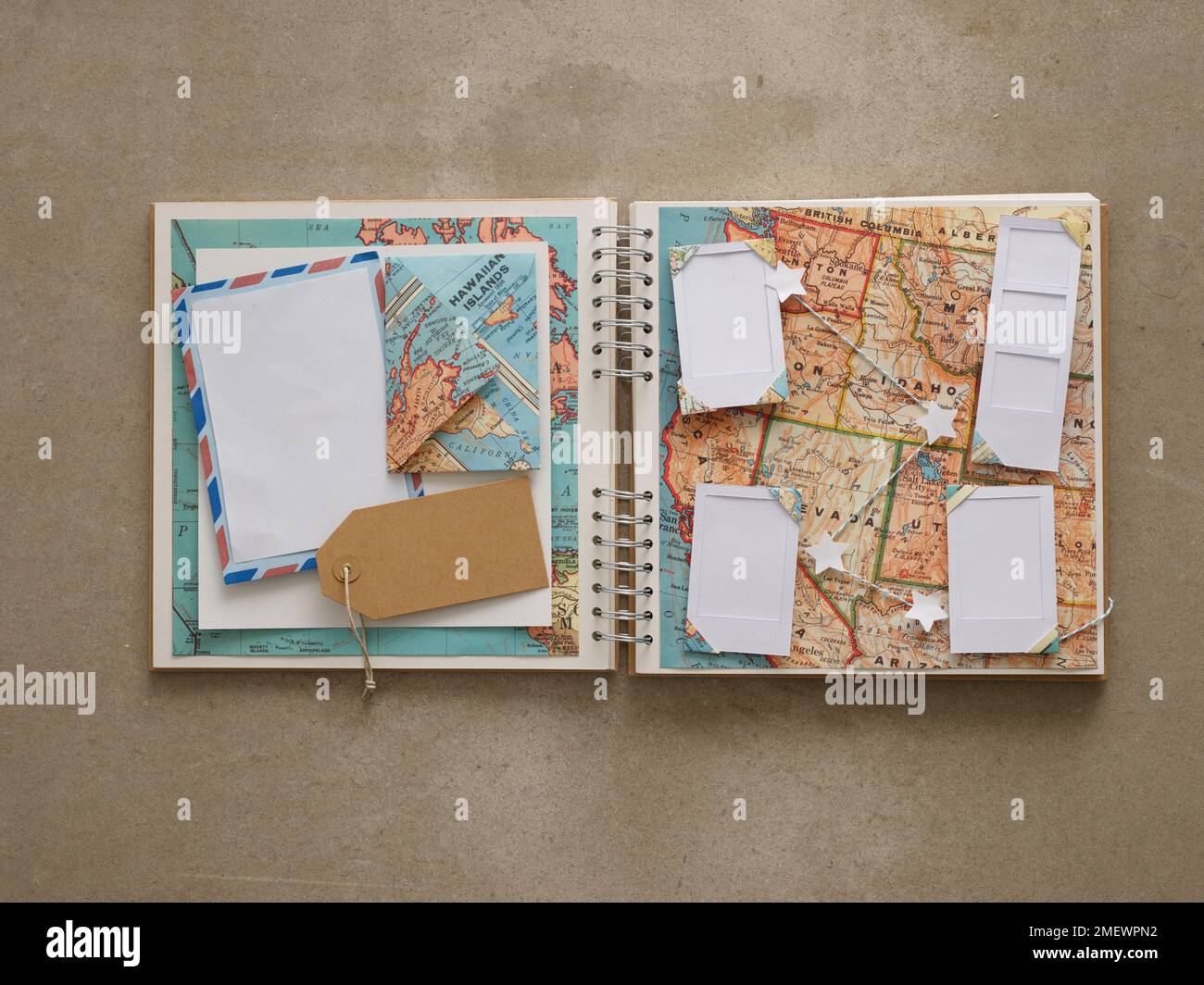 Papercraft. Travel scrapbook layout, final shot Stock Photo - Alamy