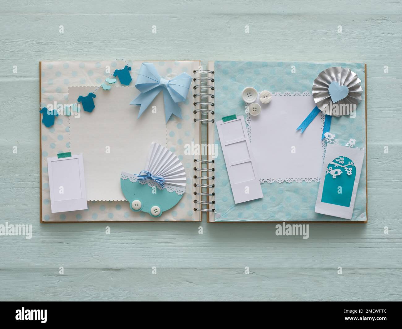 Papercraft. Baby scrapbook layout, final shot Stock Photo - Alamy
