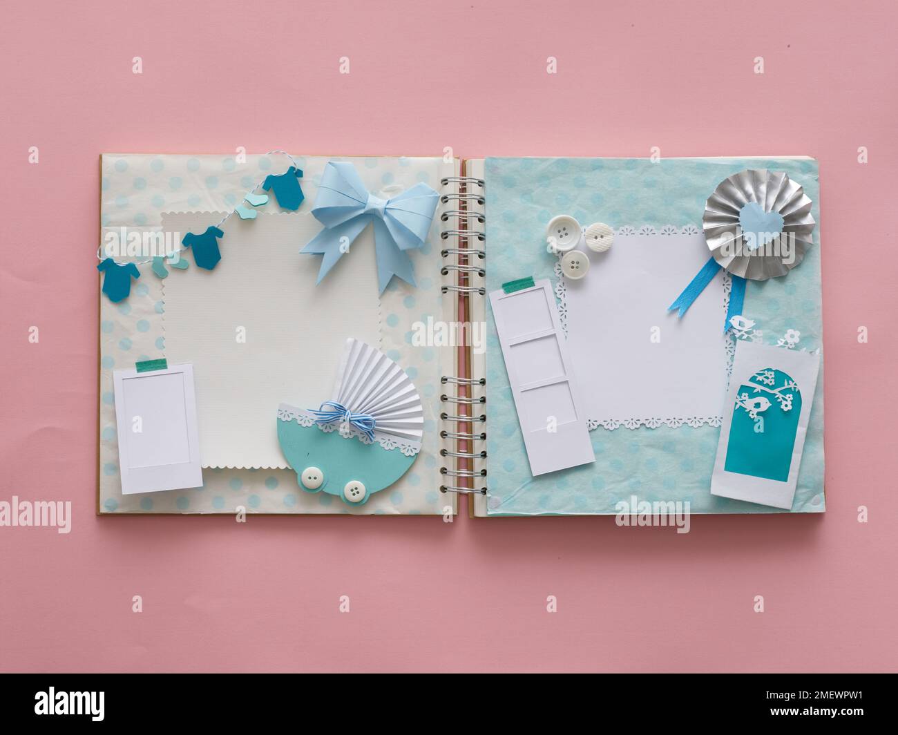 Papercraft. Baby scrapbook layout, final shot Stock Photo - Alamy