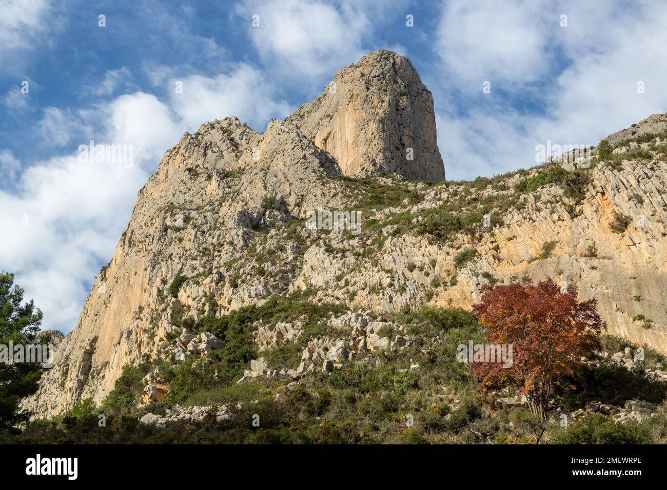 walking route PR CV 017 underneath the cliffs of Penyo Cabal Mountain ...