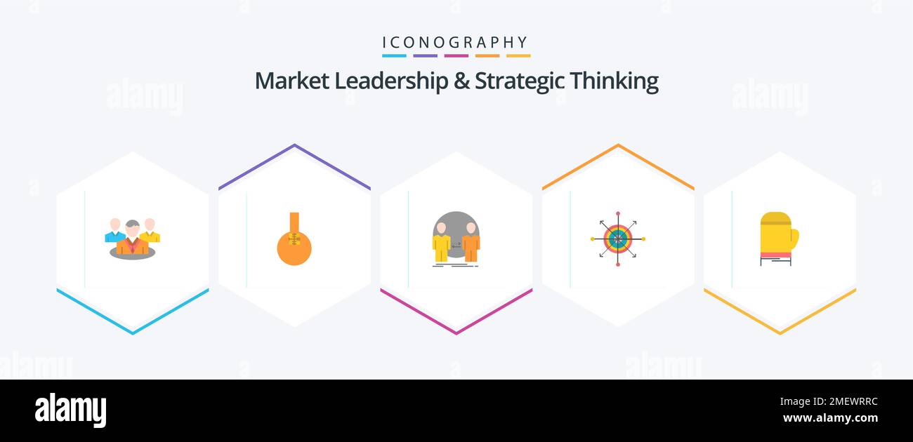 Market Leadership And Strategic Thinking 25 Flat icon pack including ...