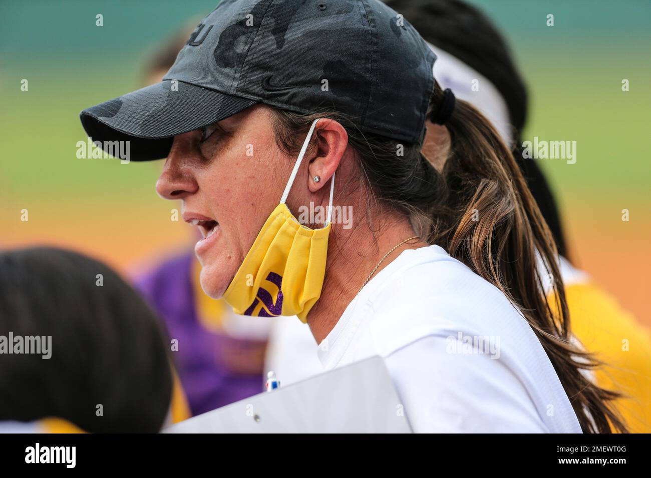 LSU head coach Beth Torina during an NCAA softball game against Florida ...