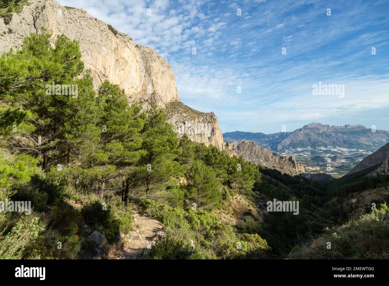 walking route PR CV 017 underneath the cliffs of Penyo Cabal Mountain ...