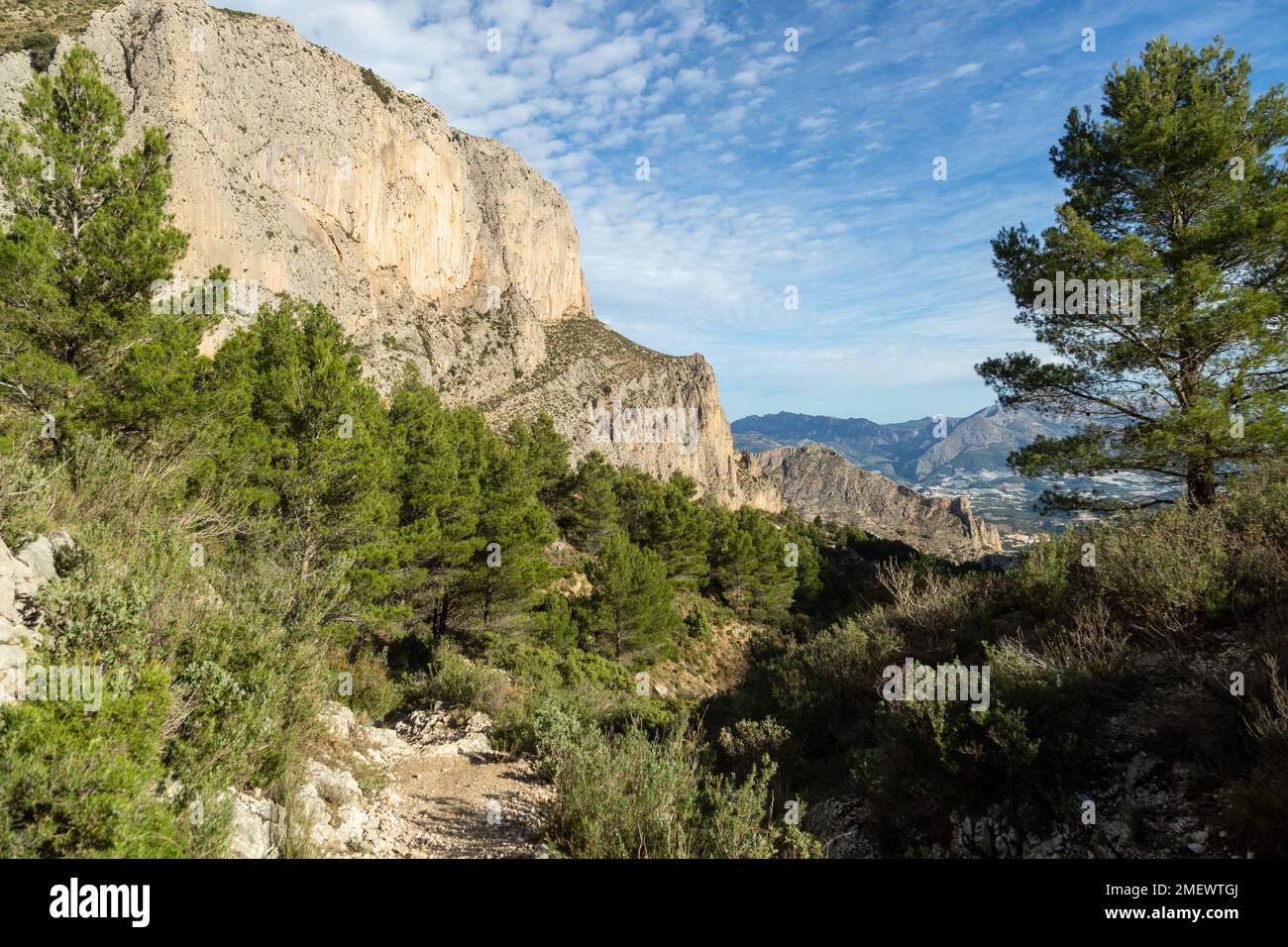 walking route PR CV 017 underneath the cliffs of Penyo Cabal Mountain ...