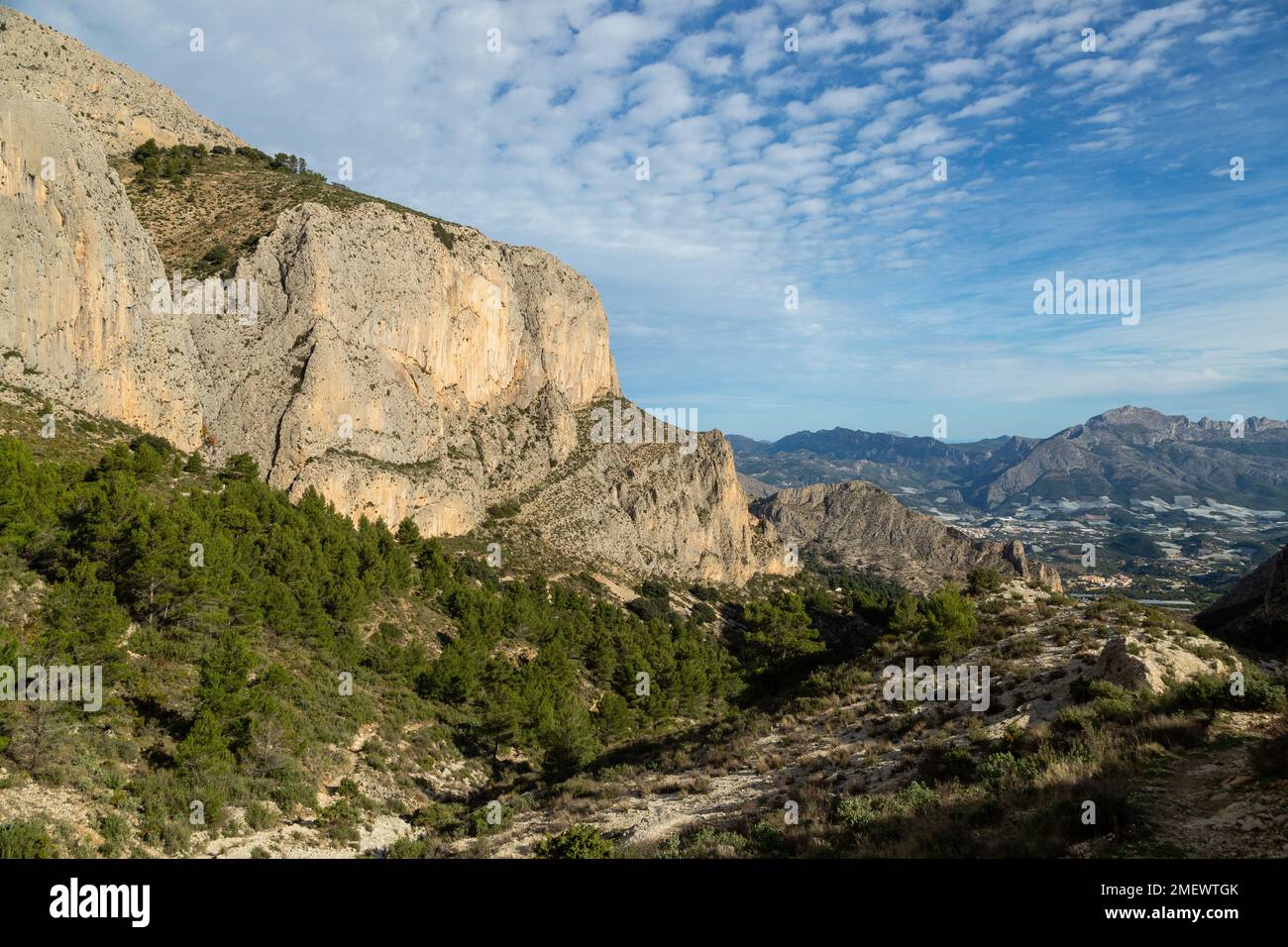 walking route PR CV 017 underneath the cliffs of Penyo Cabal Mountain ...