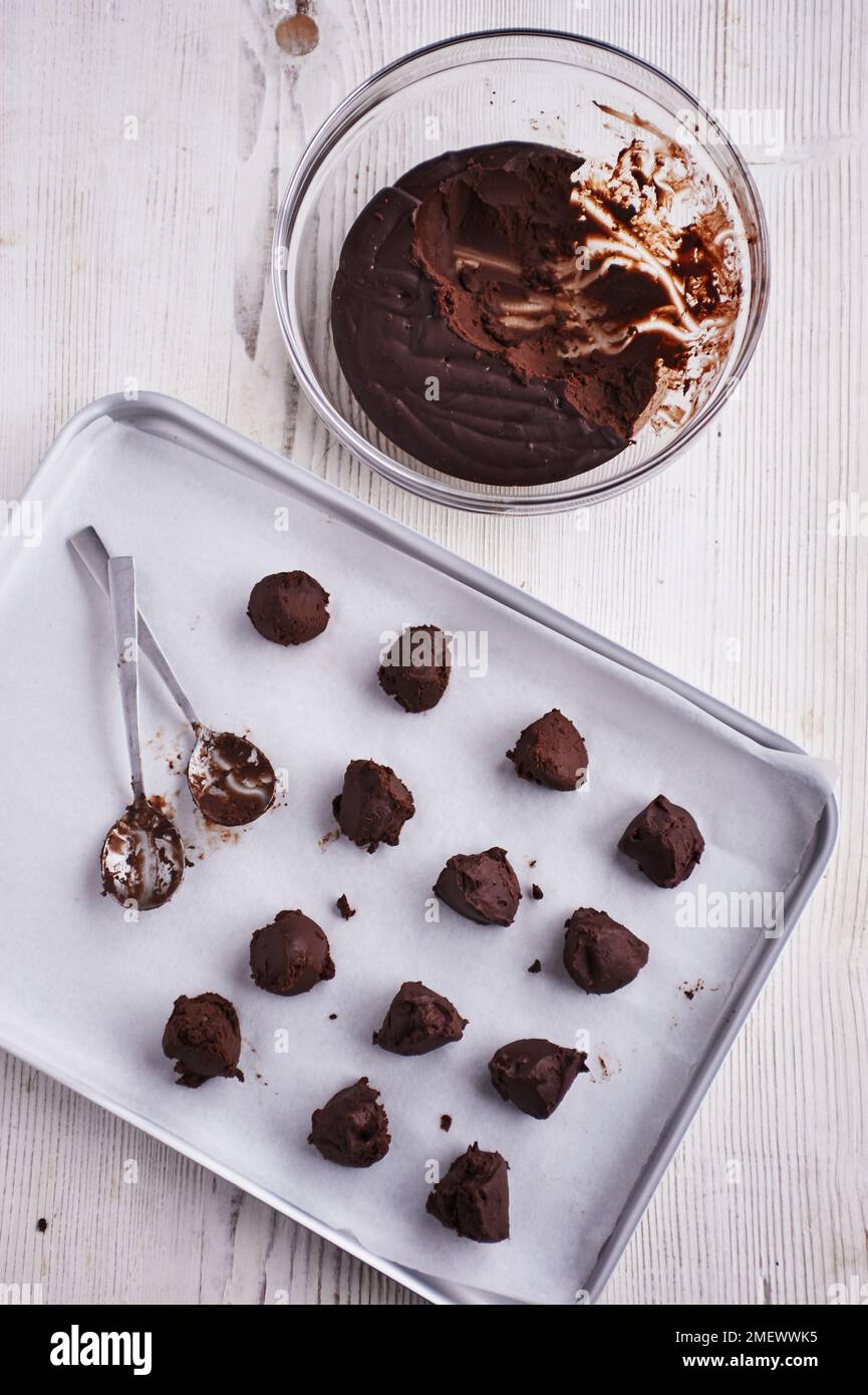 Rolling and dipping truffles Stock Photo - Alamy