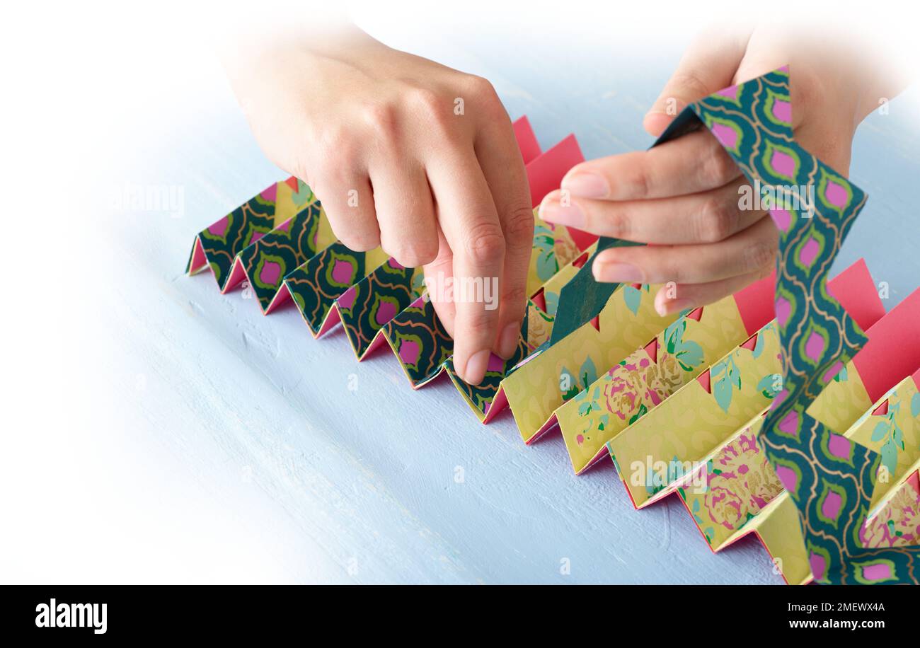 Papercraft Paper fan step 7 Stock Photo - Alamy