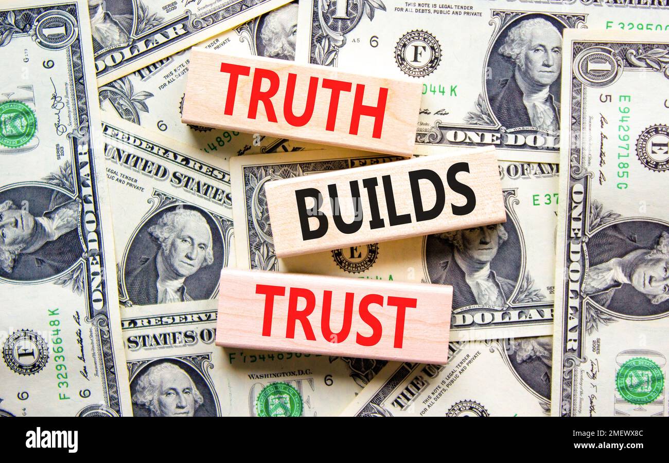 Truth builds trust symbol. Concept words Truth builds trust on wooden ...