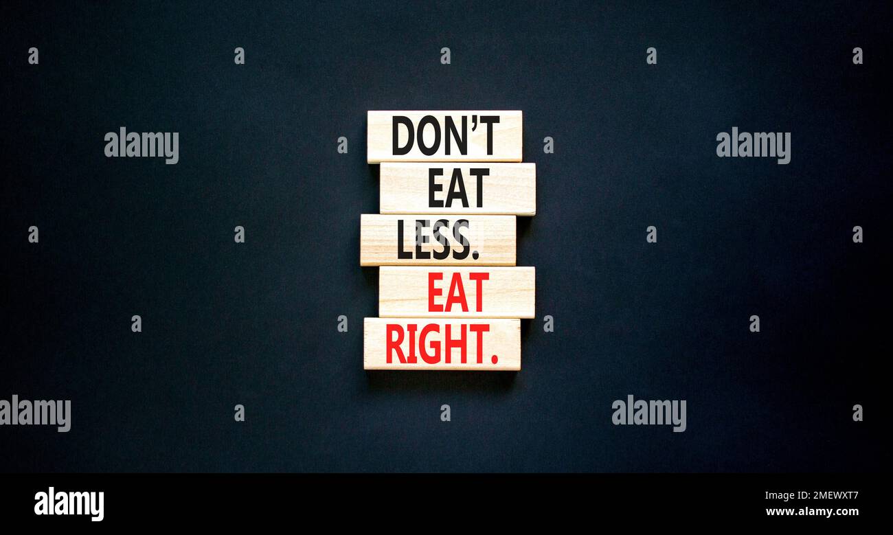 Eat less or right symbol. Concept words Do not eat less, eat right on ...