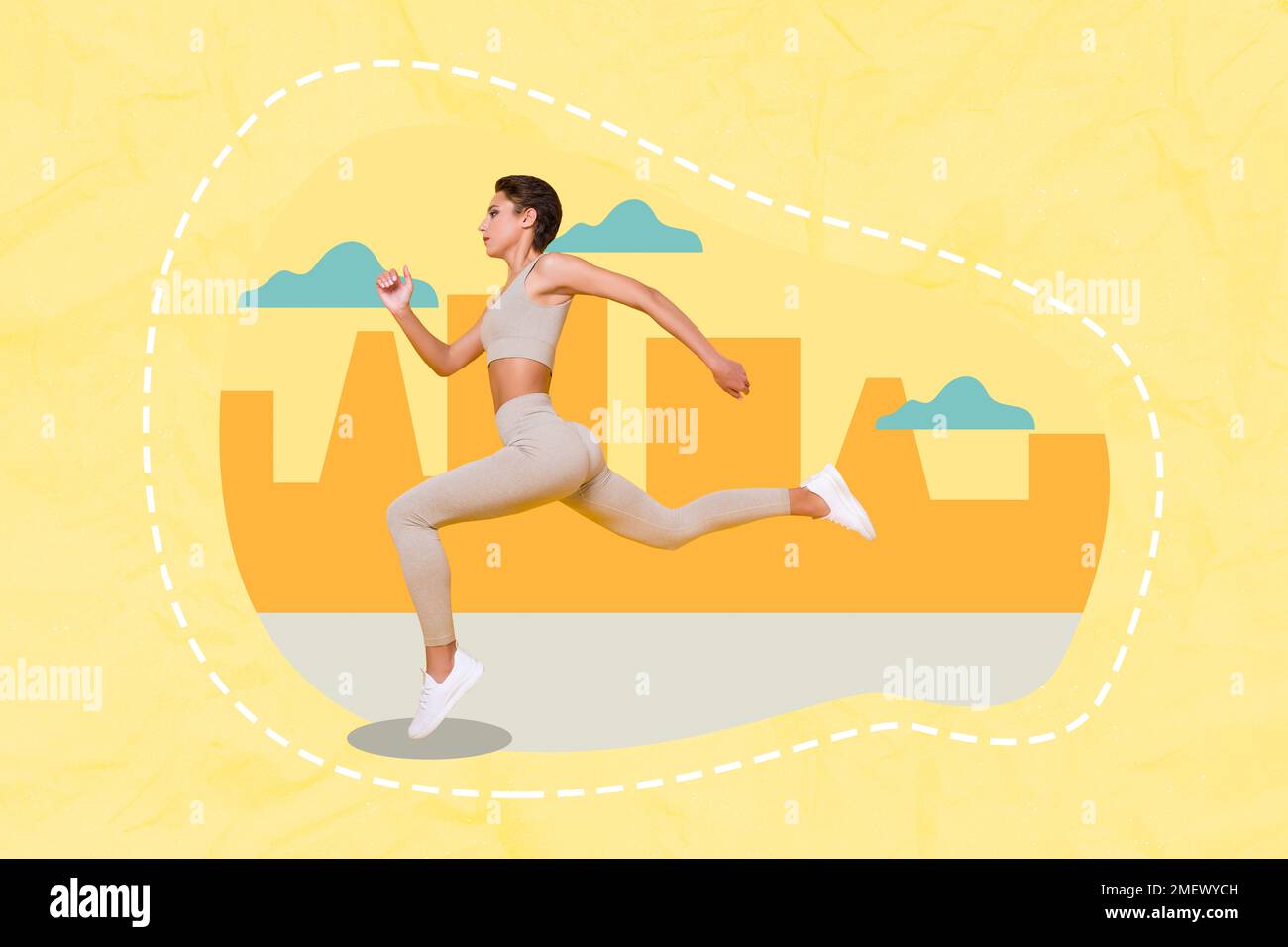 Collage 3d image of pinup pop retro sketch of purposeful happy lady ...