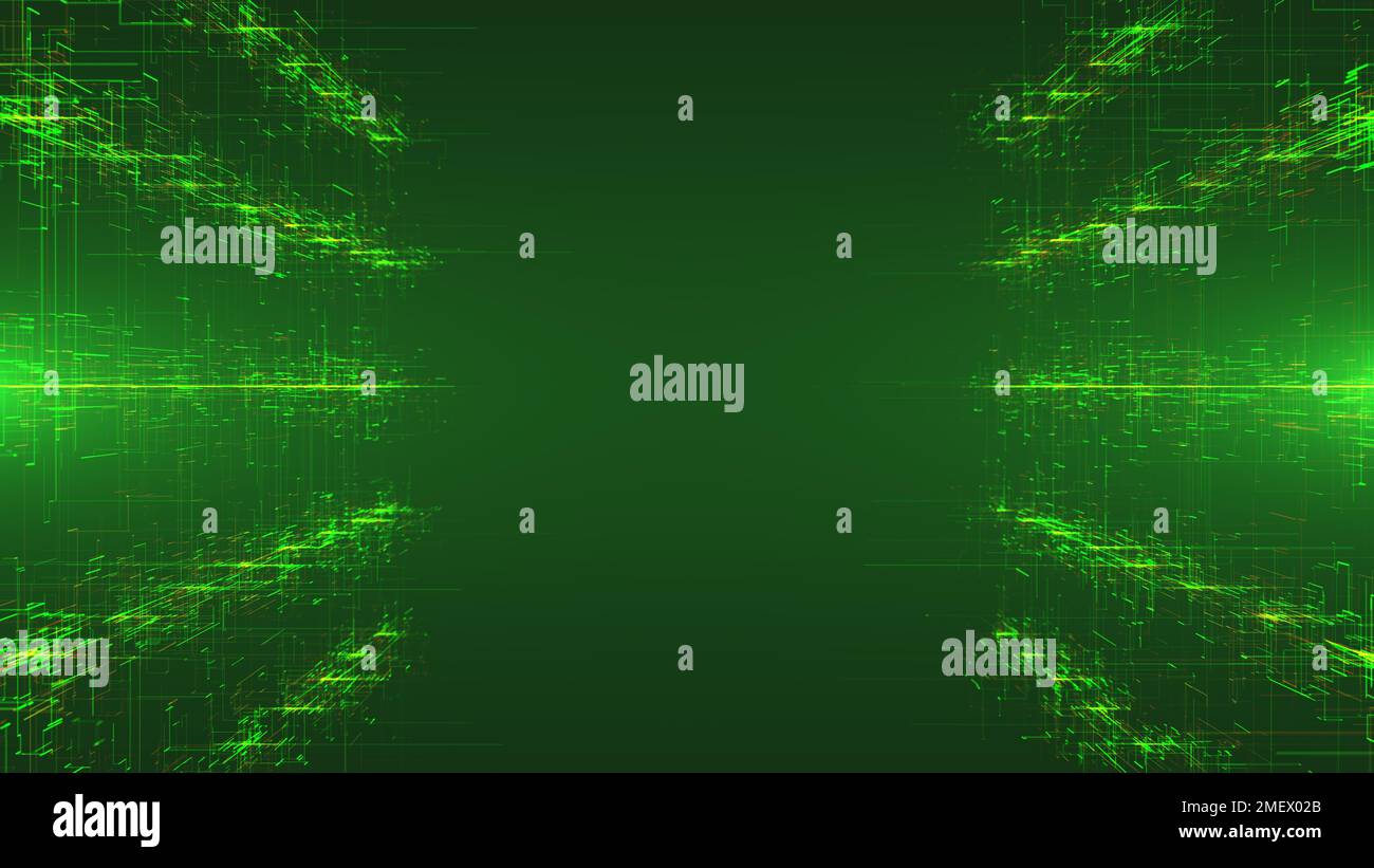 Inside an abstract digital cyberspace. Information flows through broken ...