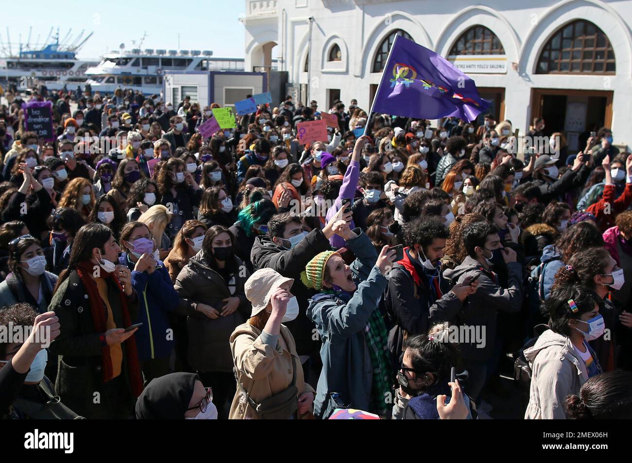 Protesters chant slogans during a demonstration in Istanbul, Saturday ...