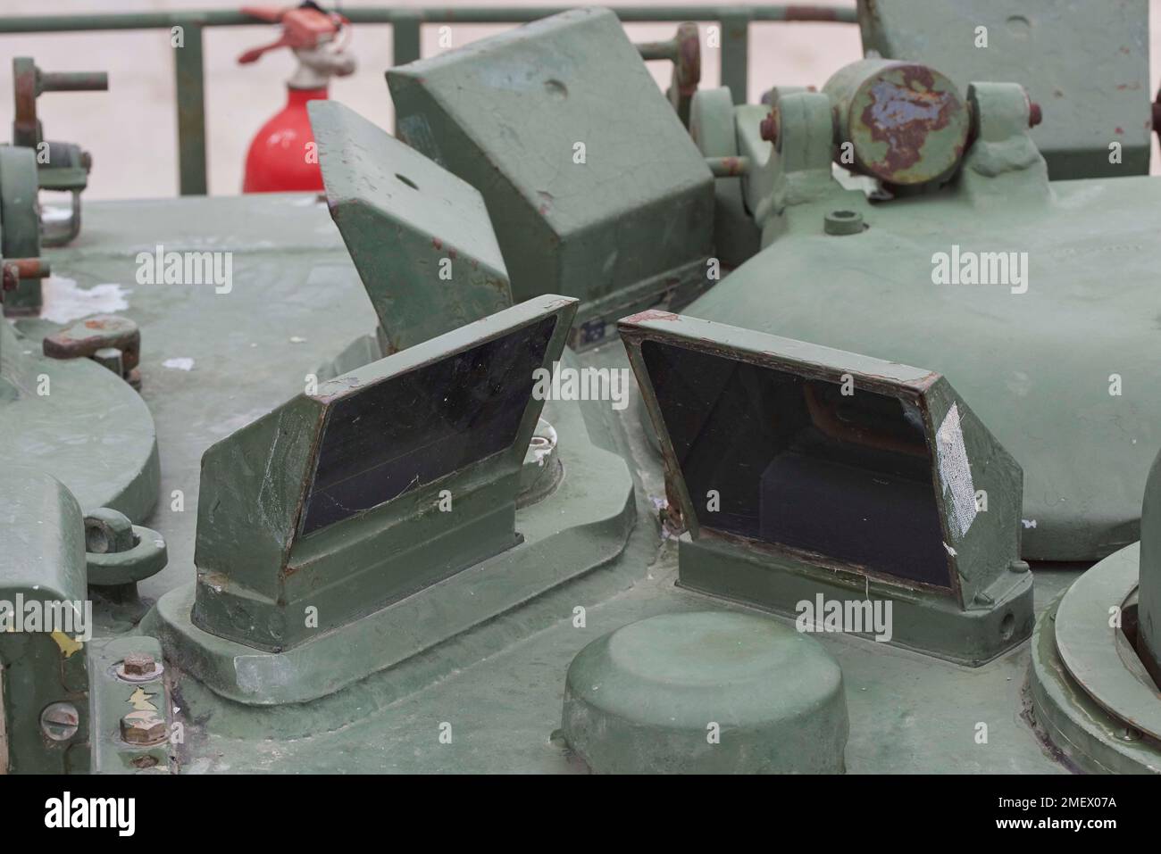 Cougar, Gunner's periscope (left of image) and commander's periscope ...