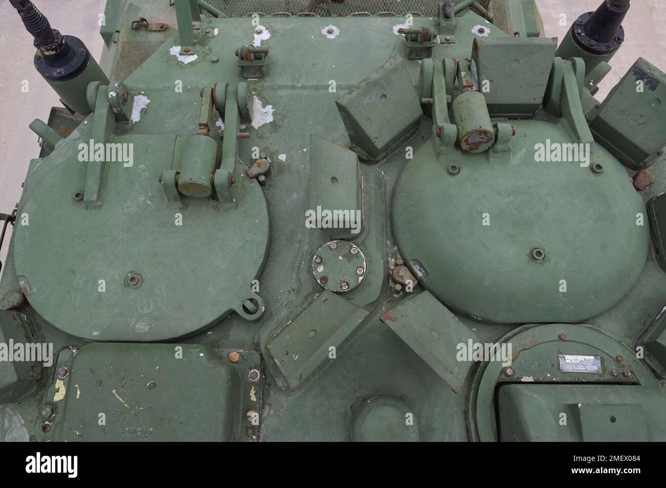 Cougar, Gunner's hatch (left of image) and commander's hatch Stock ...