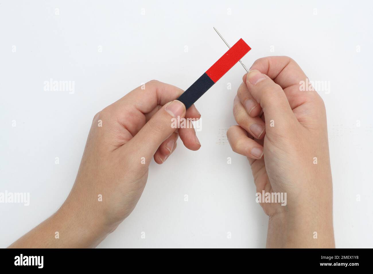 Magnet and needle Stock Photo - Alamy