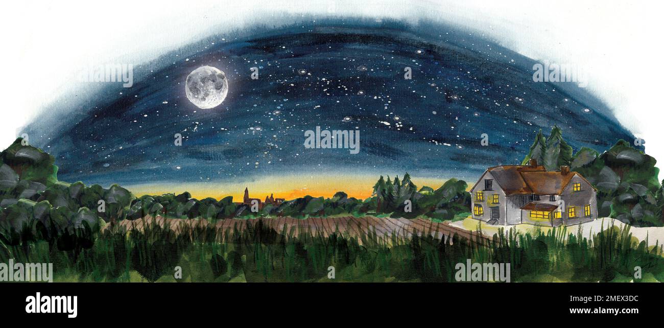 Starry Night landscape Stock Photo - Alamy