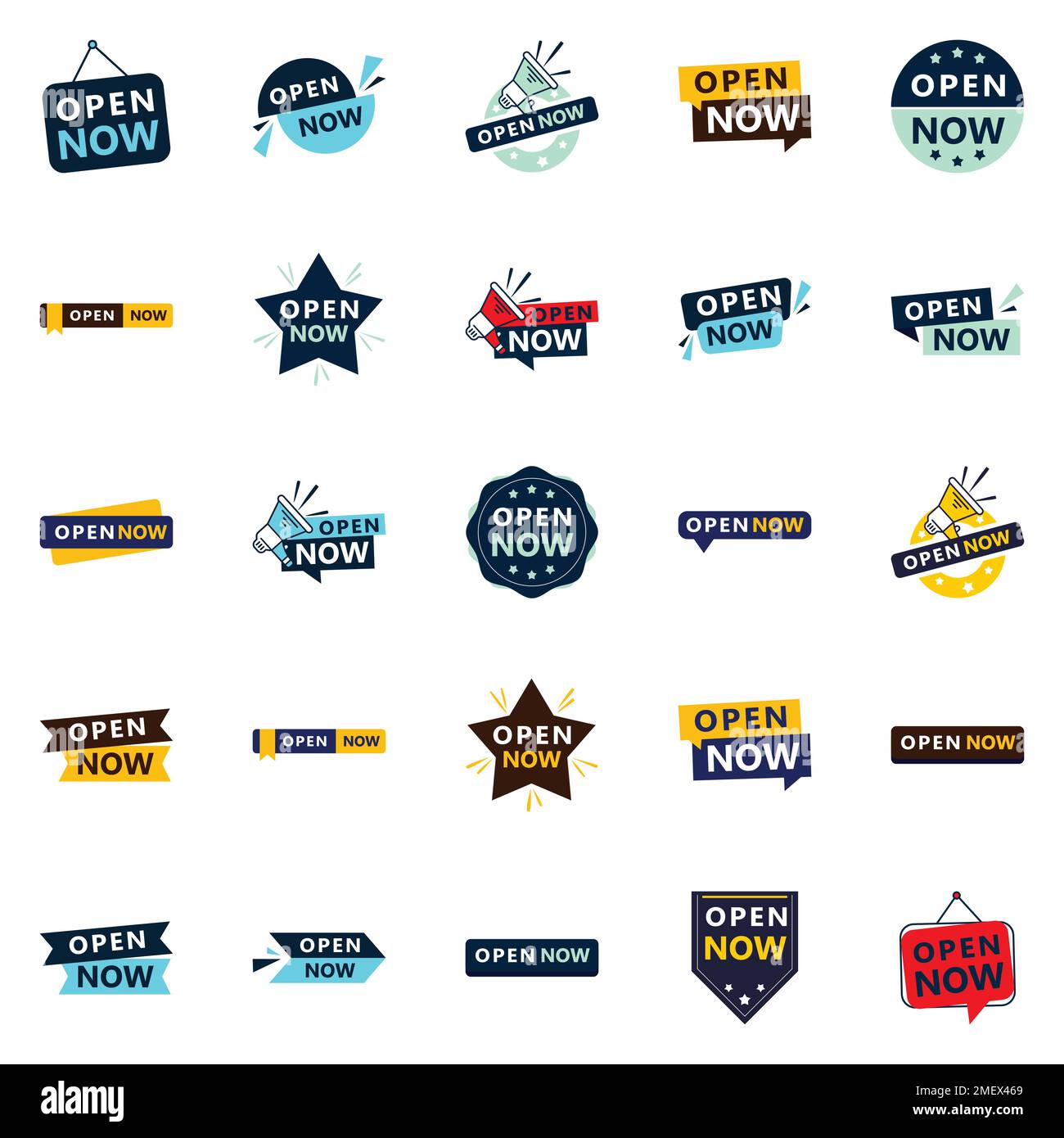 Now open label Stock Vector Images - Alamy
