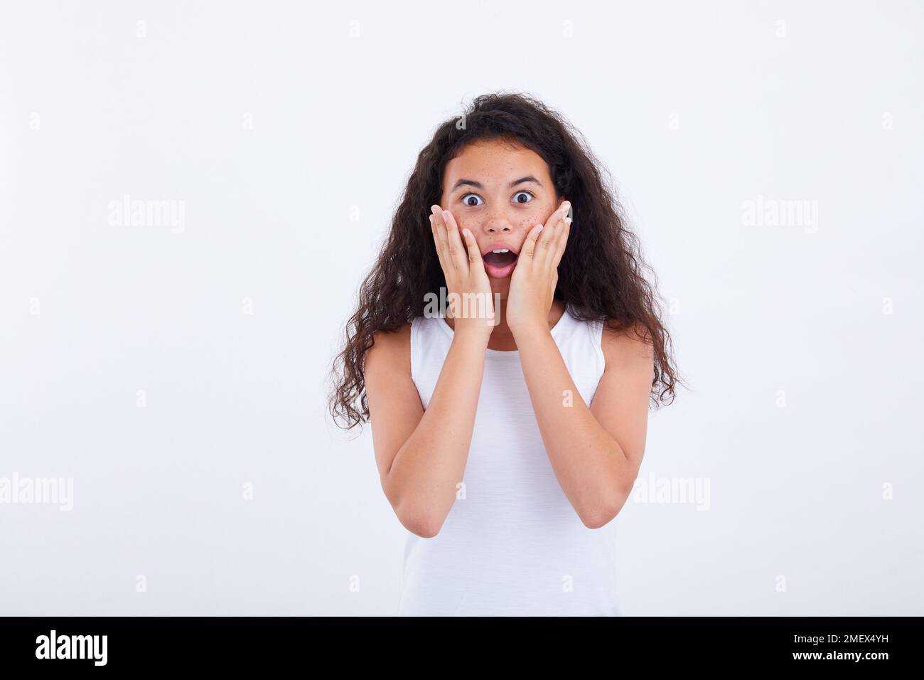Girl hands on hair hi-res stock photography and images - Alamy