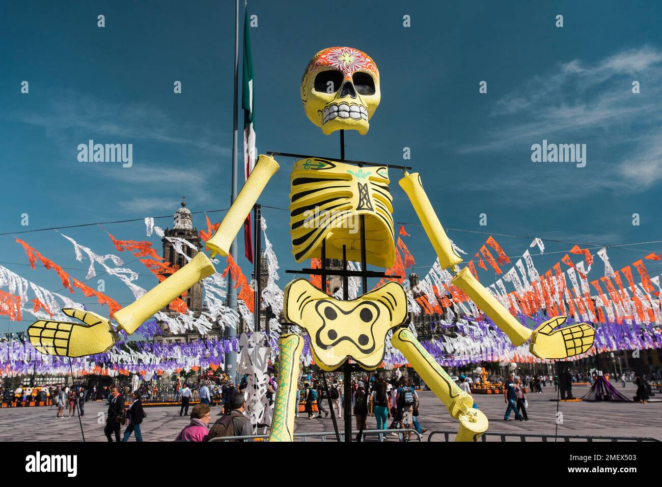 A sugar skull parade float for the Day of the Dead festival in Merida ...