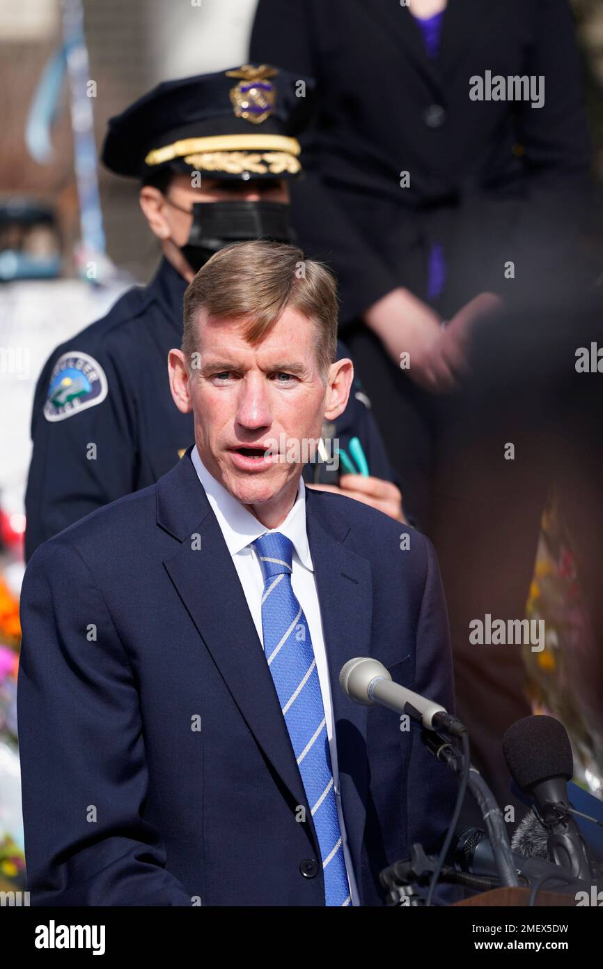 Boulder County, Colo., District Attorney Michael Dougherty makes a ...