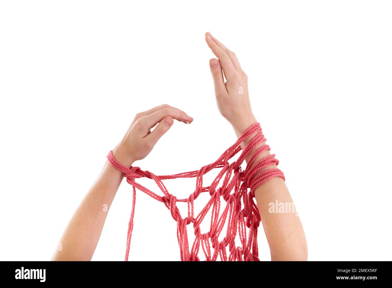 Arm Knitting Increasing technique Stock Photo - Alamy