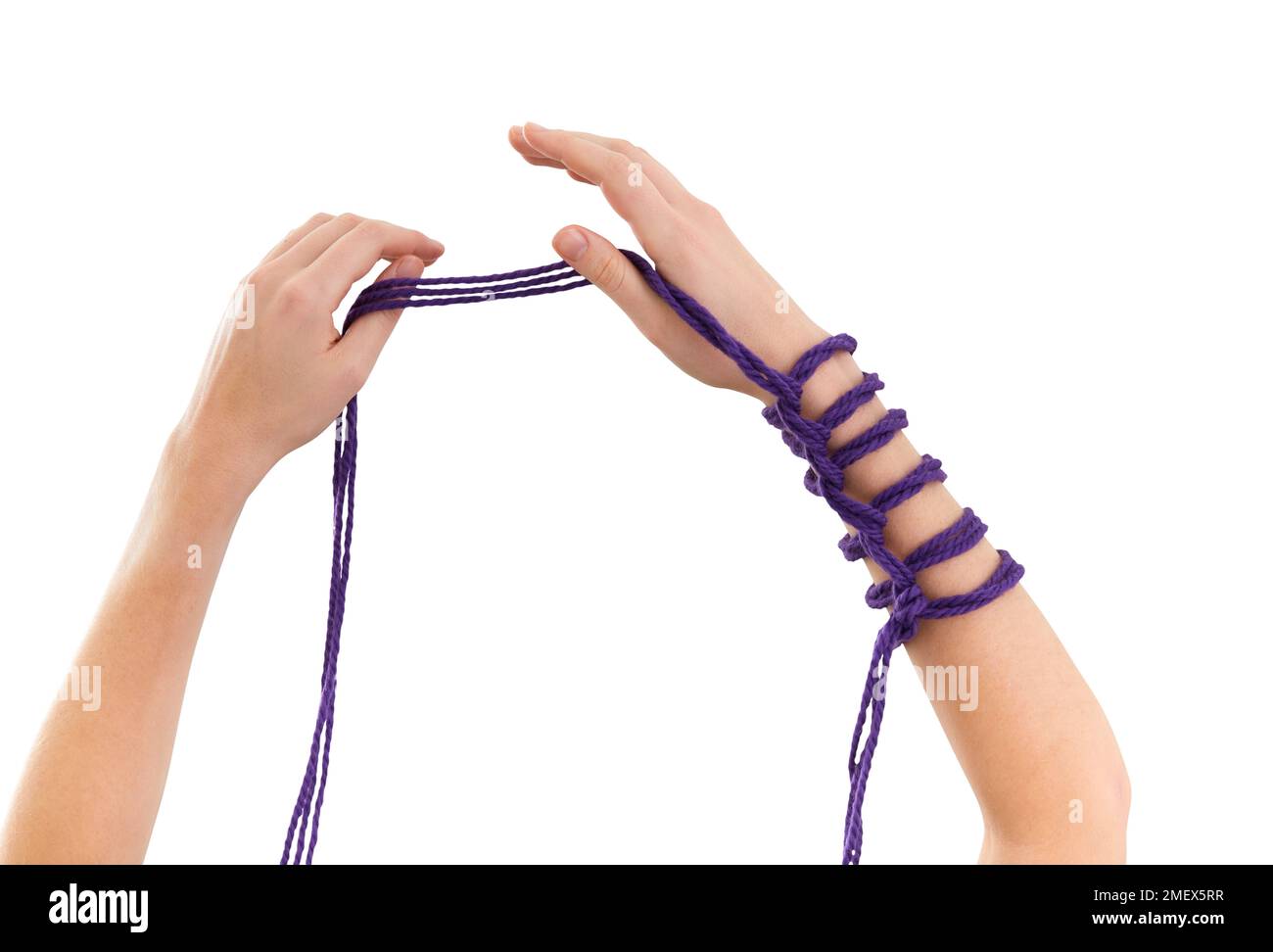 Arm Knitting Cast on technique Stock Photo - Alamy