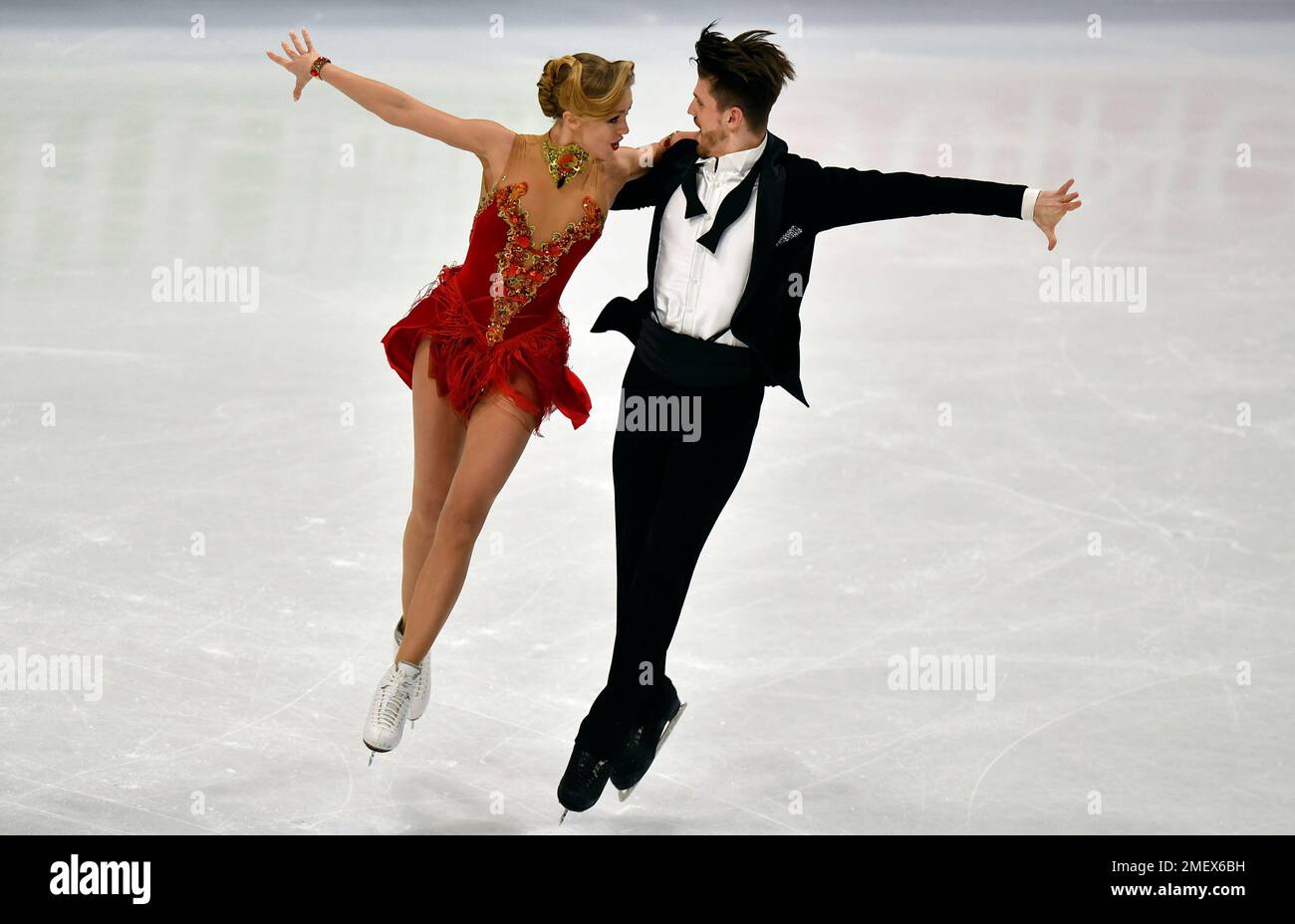 Russian ice dancers Alexandra Stepanova and Ivan Bukin perform during ...