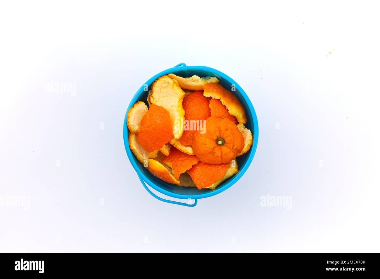DIY Compost - Overhead pot of scraps - Orange peel Stock Photo - Alamy