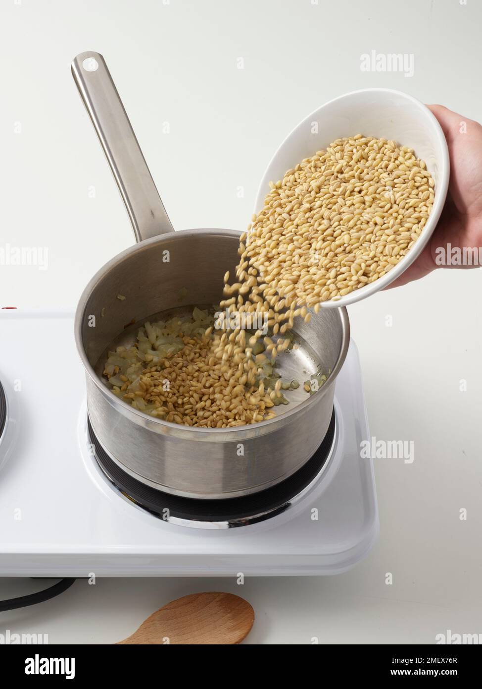 Pearl barley risotto Stock Photo - Alamy