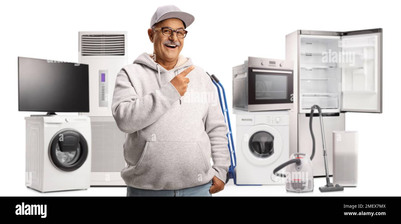 Mature man looking pointing hi-res stock photography and images - Alamy