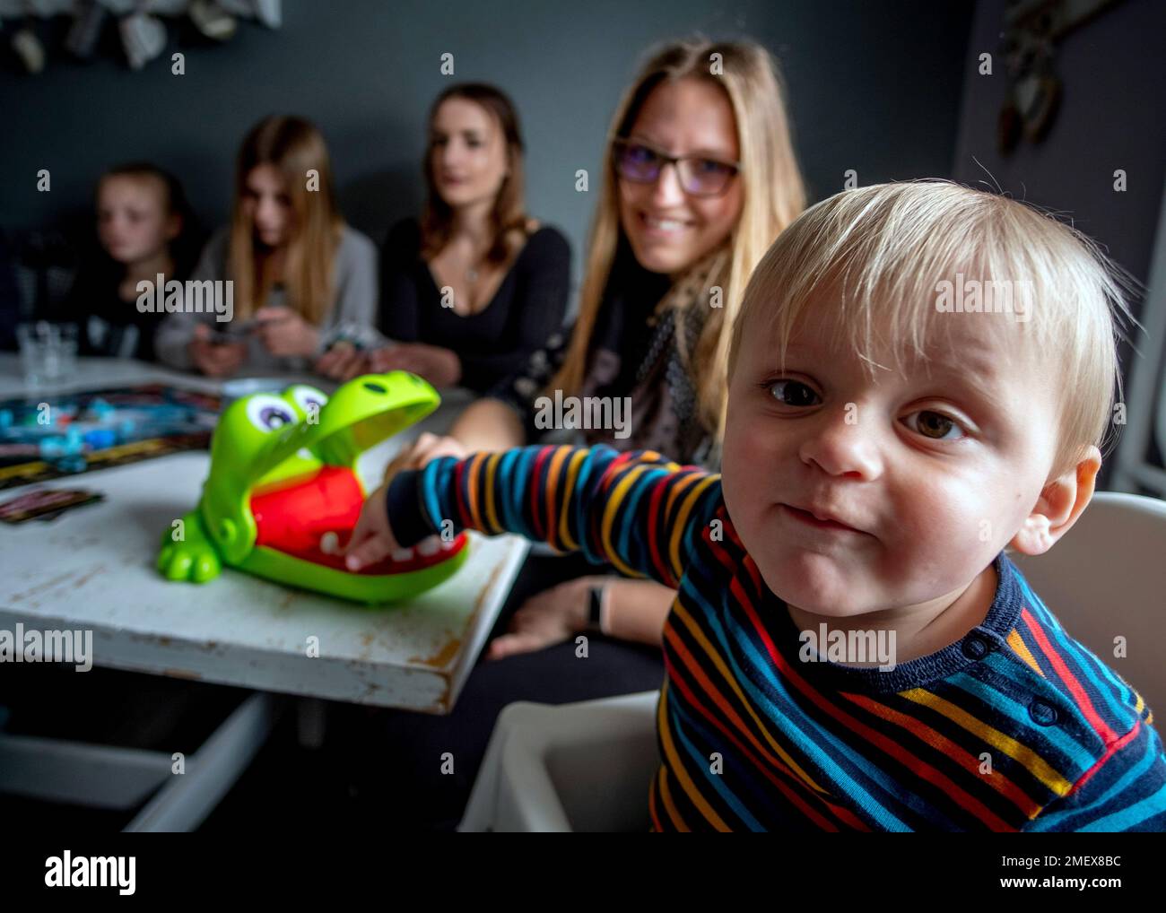 The youngest child Fritz (19 months) sits next to his sister Milena (21 ...